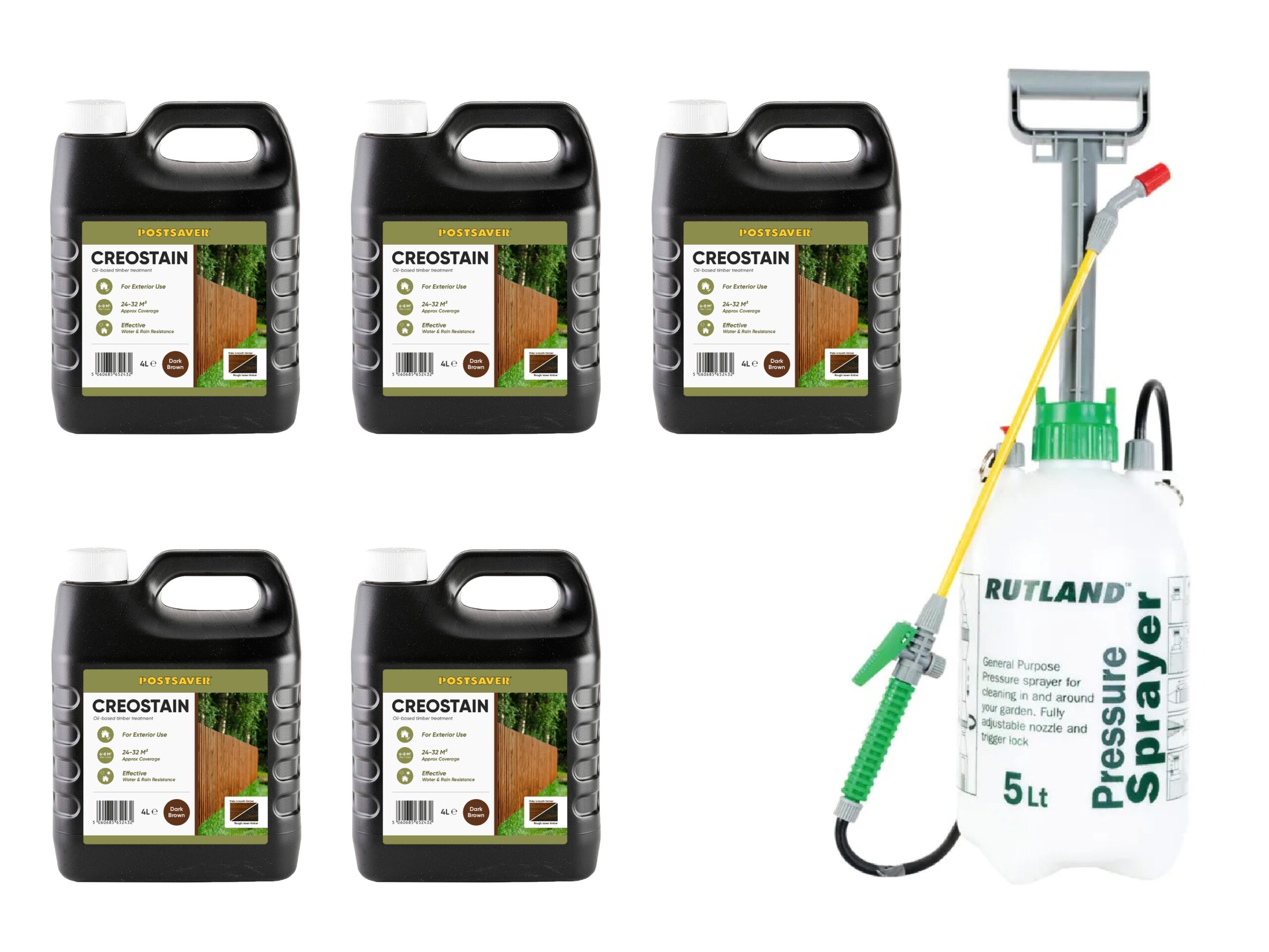 Creostain Dark Brown 20L + Pressure Sprayer | Postsaver Shop